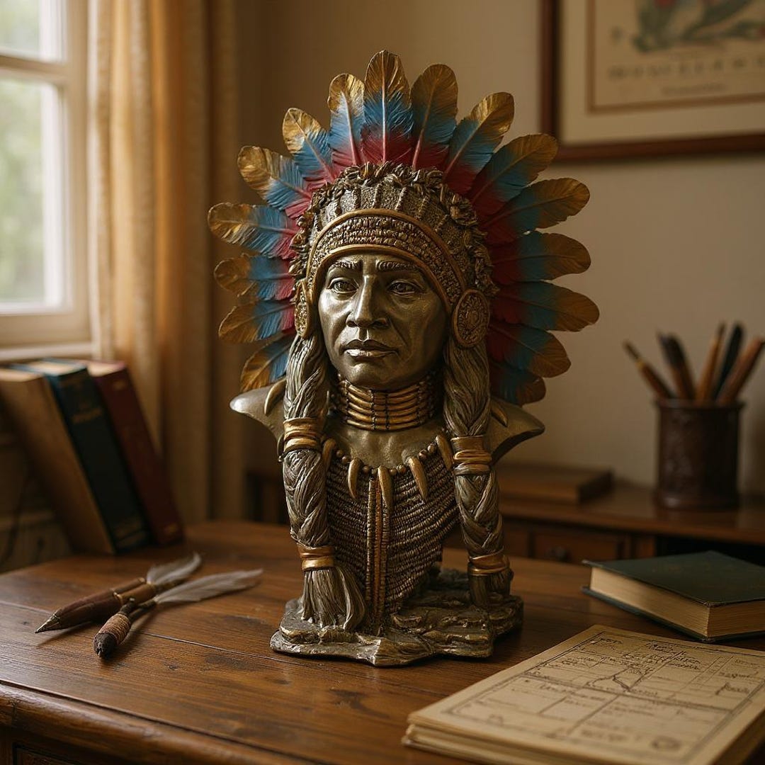 Native American Warrior Bust Statue | indian Chief Figurine | native ...