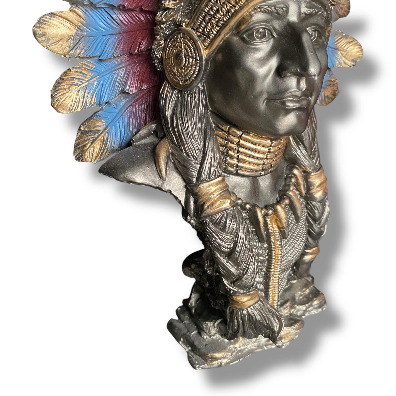 Native American Warrior Bust Statue | indian Chief Figurine | native ...