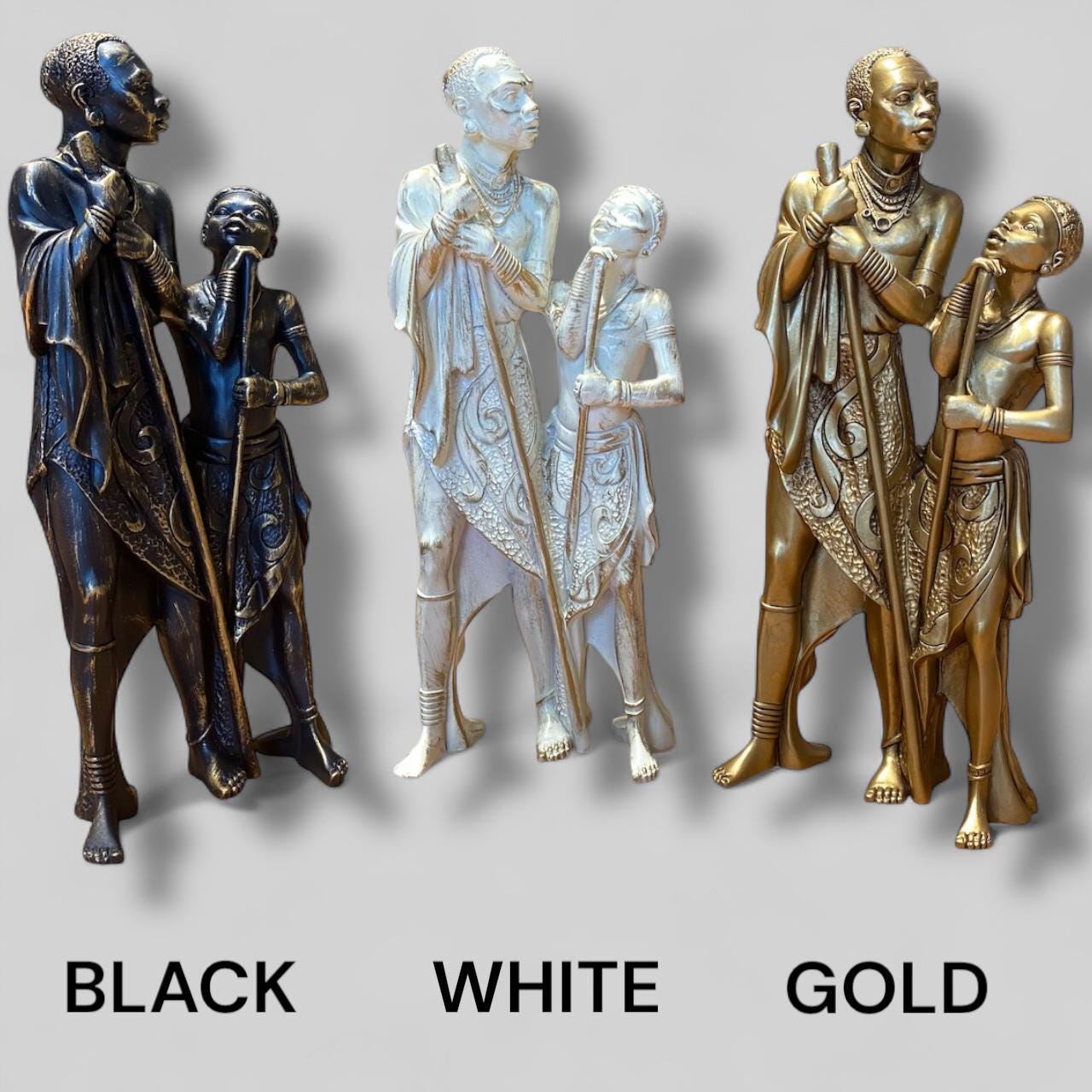 Angolia African Warriors Statue | Antique African Warriors Figurine ...