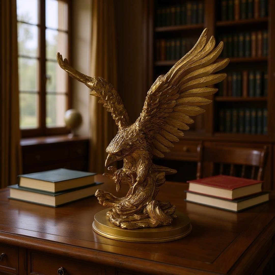 Decorative Large Attacking Gold Eagle Statue With Wings Spread | Living ...