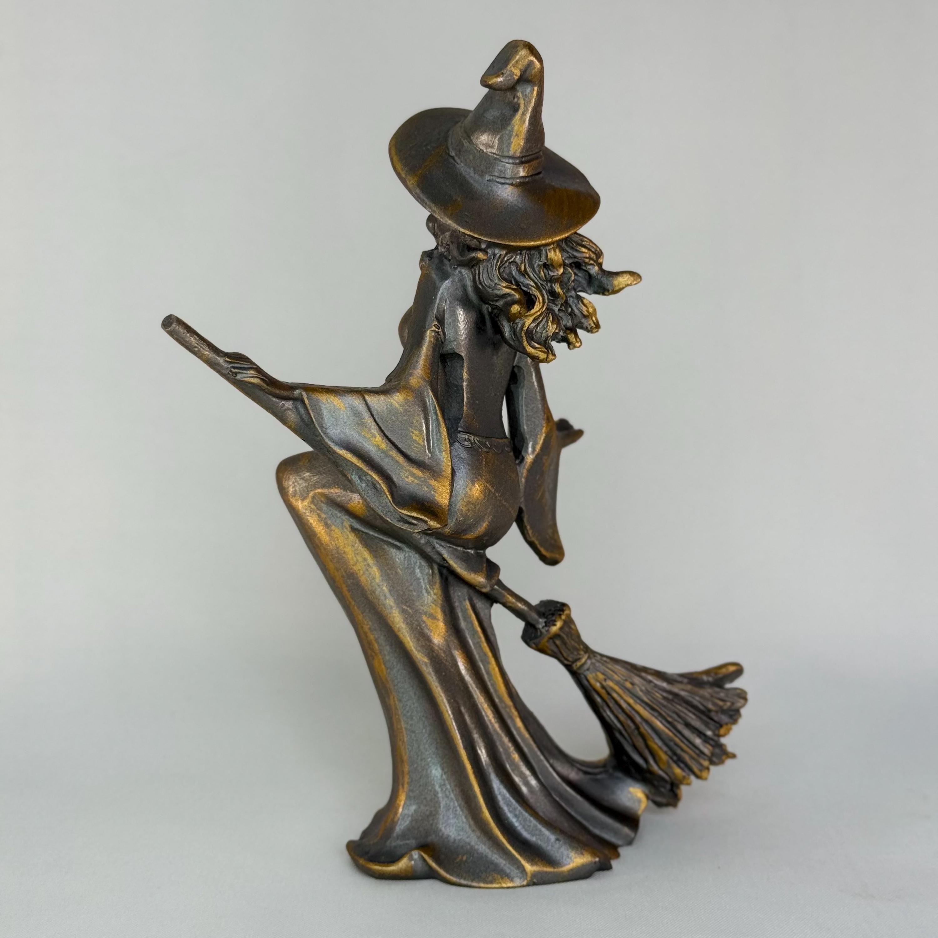 Witch Figure With Broom | Witch Statue for Desk Decor | Halloween Gift ...