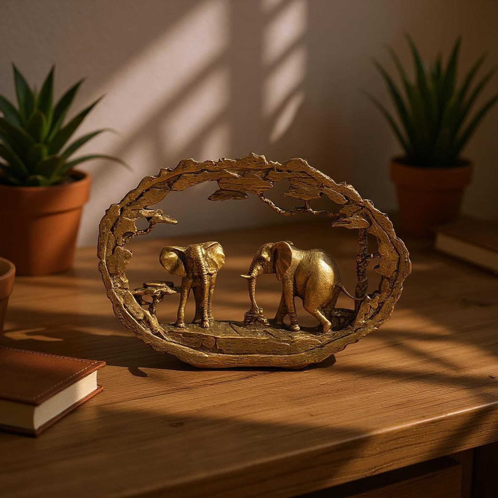 Unique African Elephant Family Statue | Decorative Elephant Figurine ...