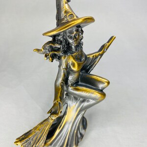 Witch Figure With Broom | Witch Statue for Desk Decor | Halloween Gift ...