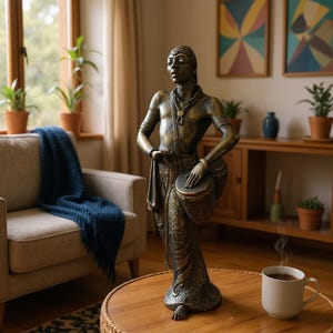Vintage African Tribal Drummer Statue | Handmade Tribal Musician ...