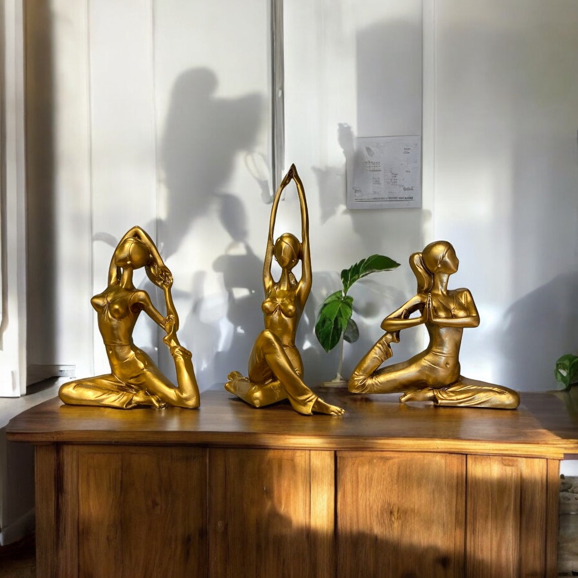 Decorative Woman Yoga Poses Statue Set of 3 Yoga Women Sculpture for ...