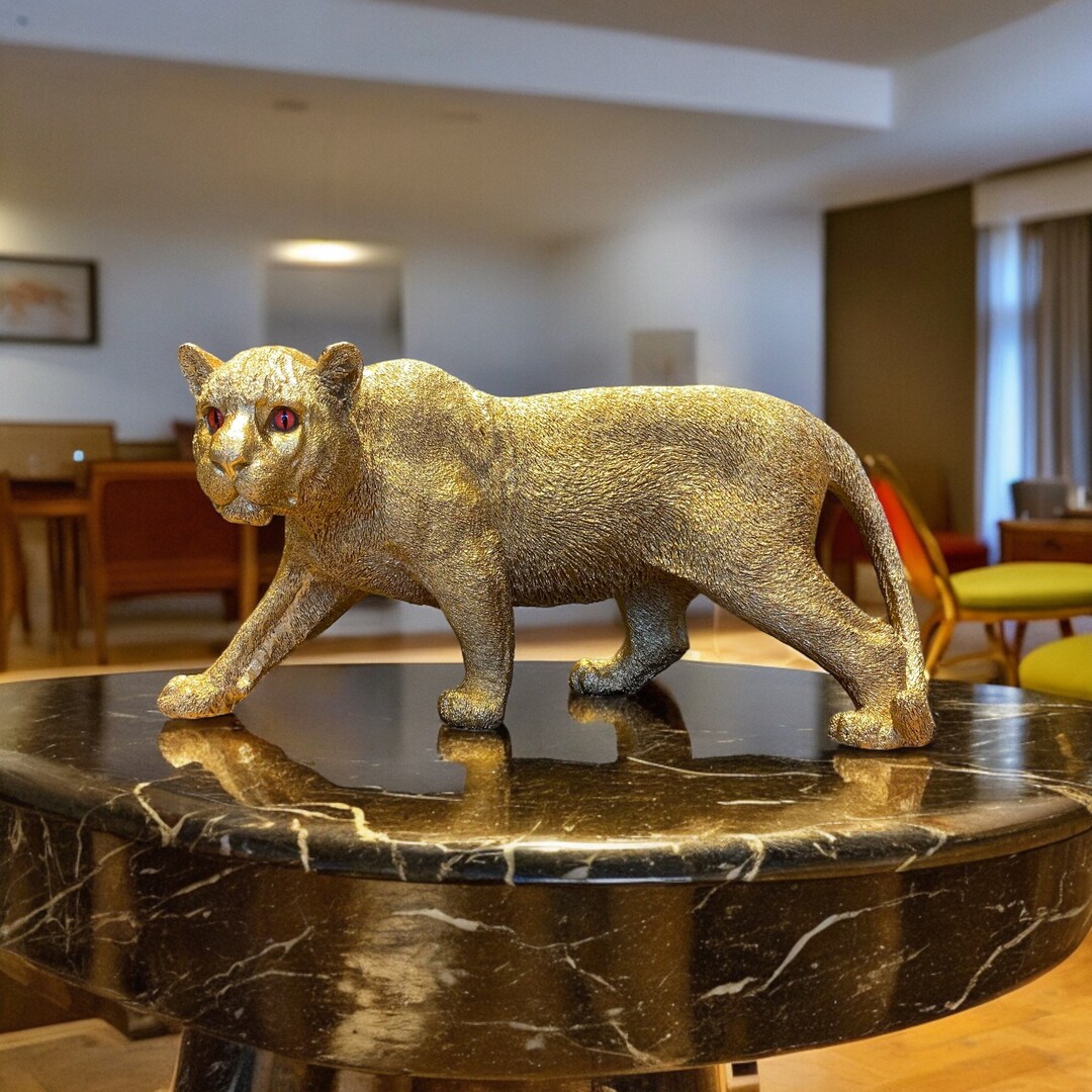 Decorative Large Puma Statue, Sculpture Animal Figurine for Table Desk ...