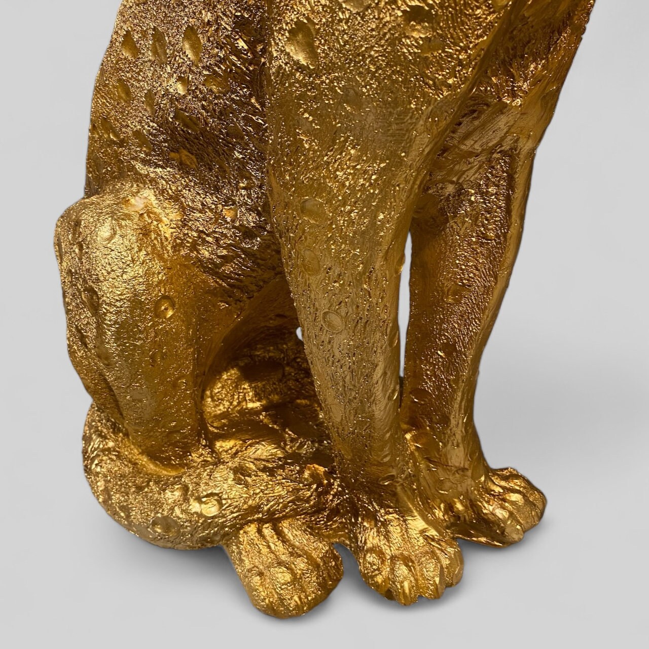 Decorative Large Sitting Gold Cheetah Statue Set of 2 Luxury Home Decor ...