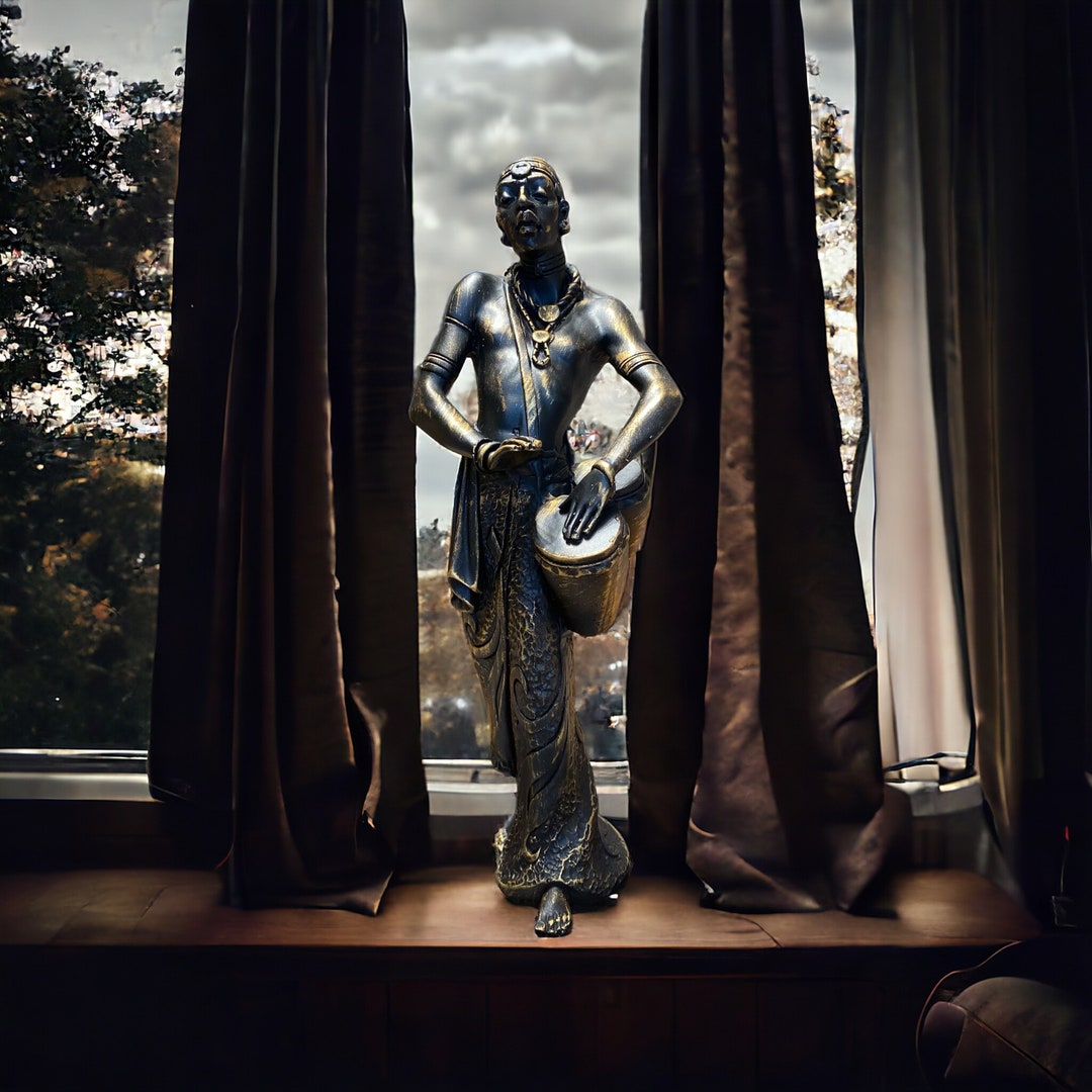 Vintage African Tribal Drummer Statue | African Tribal Musician ...