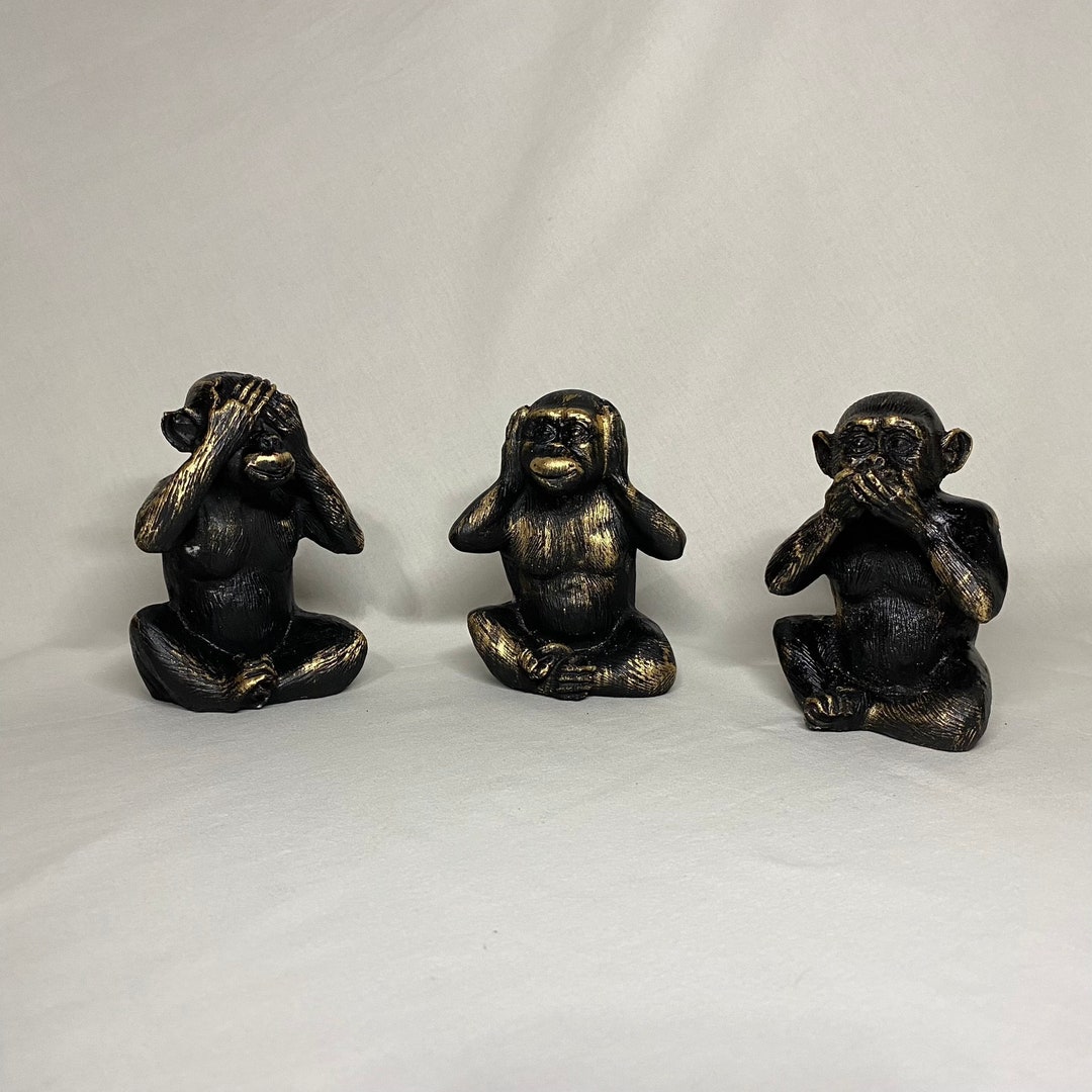 Set of 3 Monkeys Figurine, Statue Sculpture for Table Decor Home Gift ...