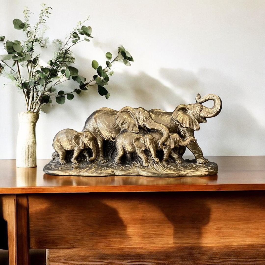 Elephant Family Statue | Animal Figurine for Table Showpiece | Home ...