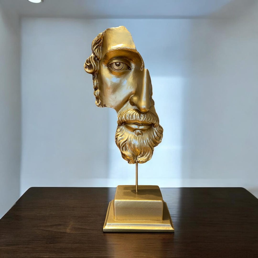 Half Face Zeus Statue on Stand | Head of Zeus Figurine | Greek ...