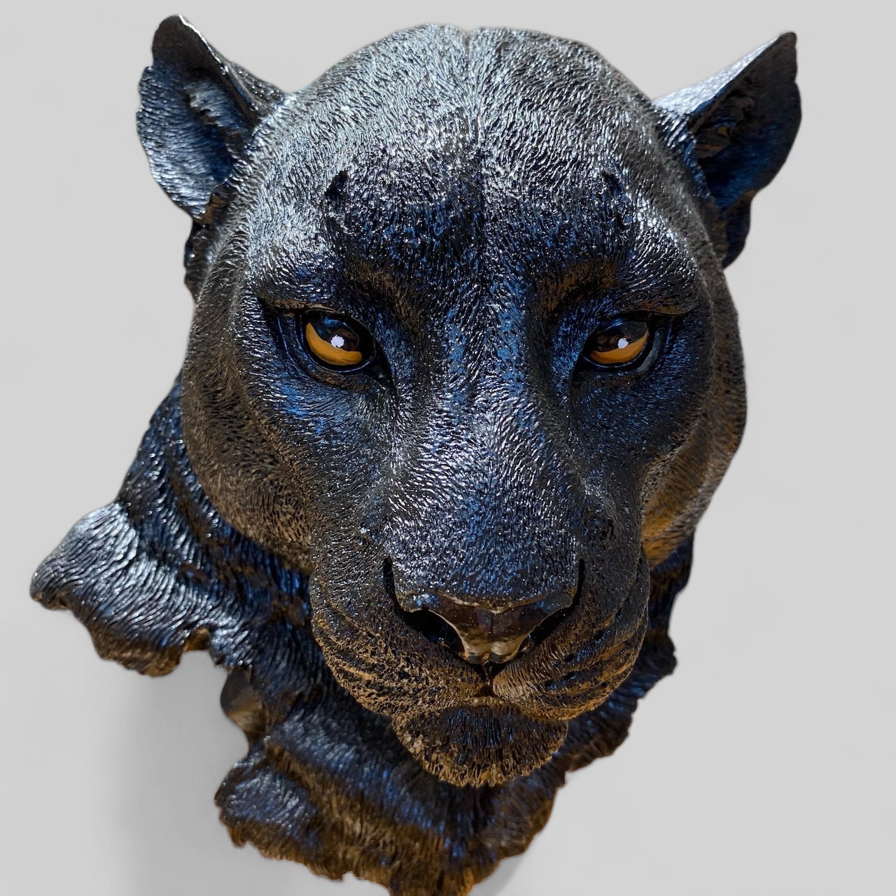 Decorative Panther Head Statue on Stand Animal Figurine for Table ...