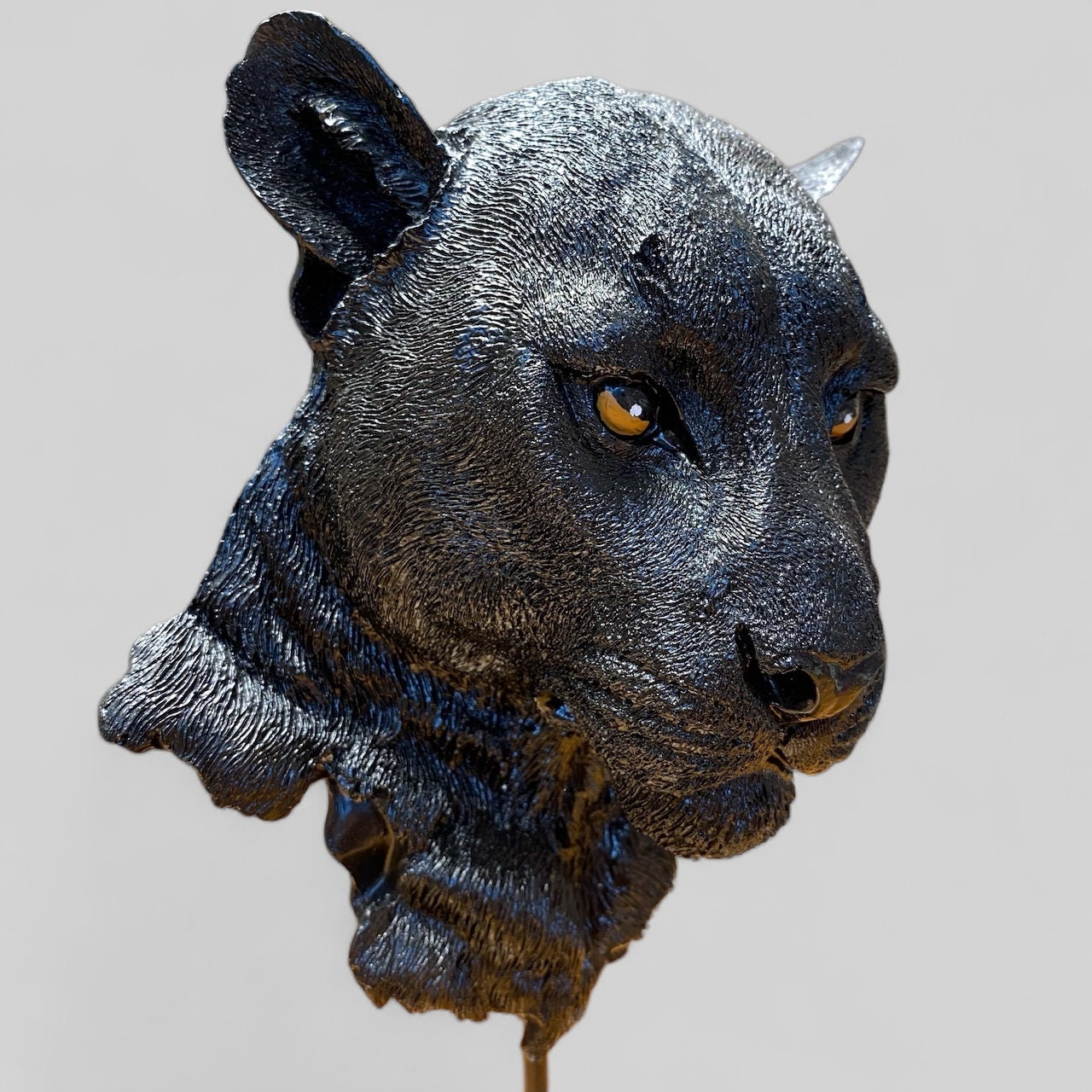 Decorative Panther Head Statue on Stand | Animal Figurine for Table ...
