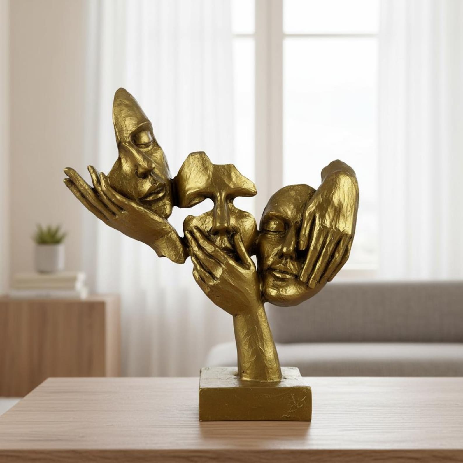 See No Evil Hear No Evil Speak No Evil Mask Figurine, Statue | 3 Face ...