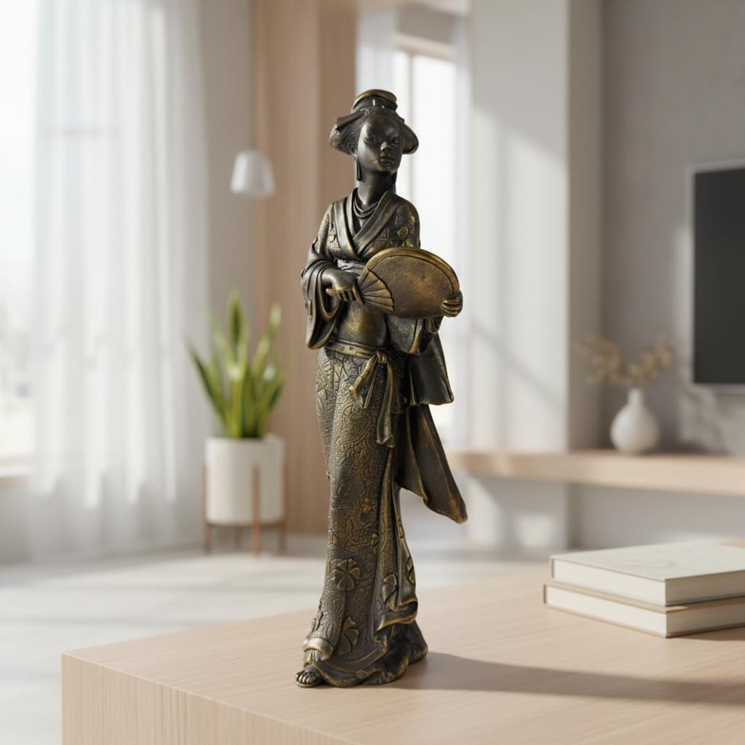 Japanese Geisha Sculpture | Antique Asian Lady Figurine | Table Desk ...