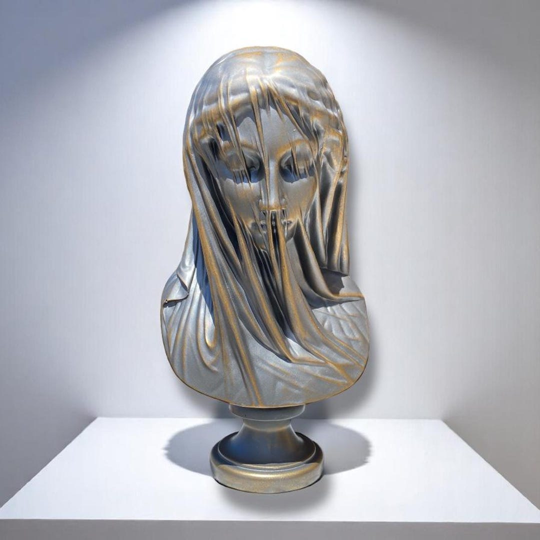 Veiled Virgin Mary Bust Statue | Draped Face Religious Sculpture ...