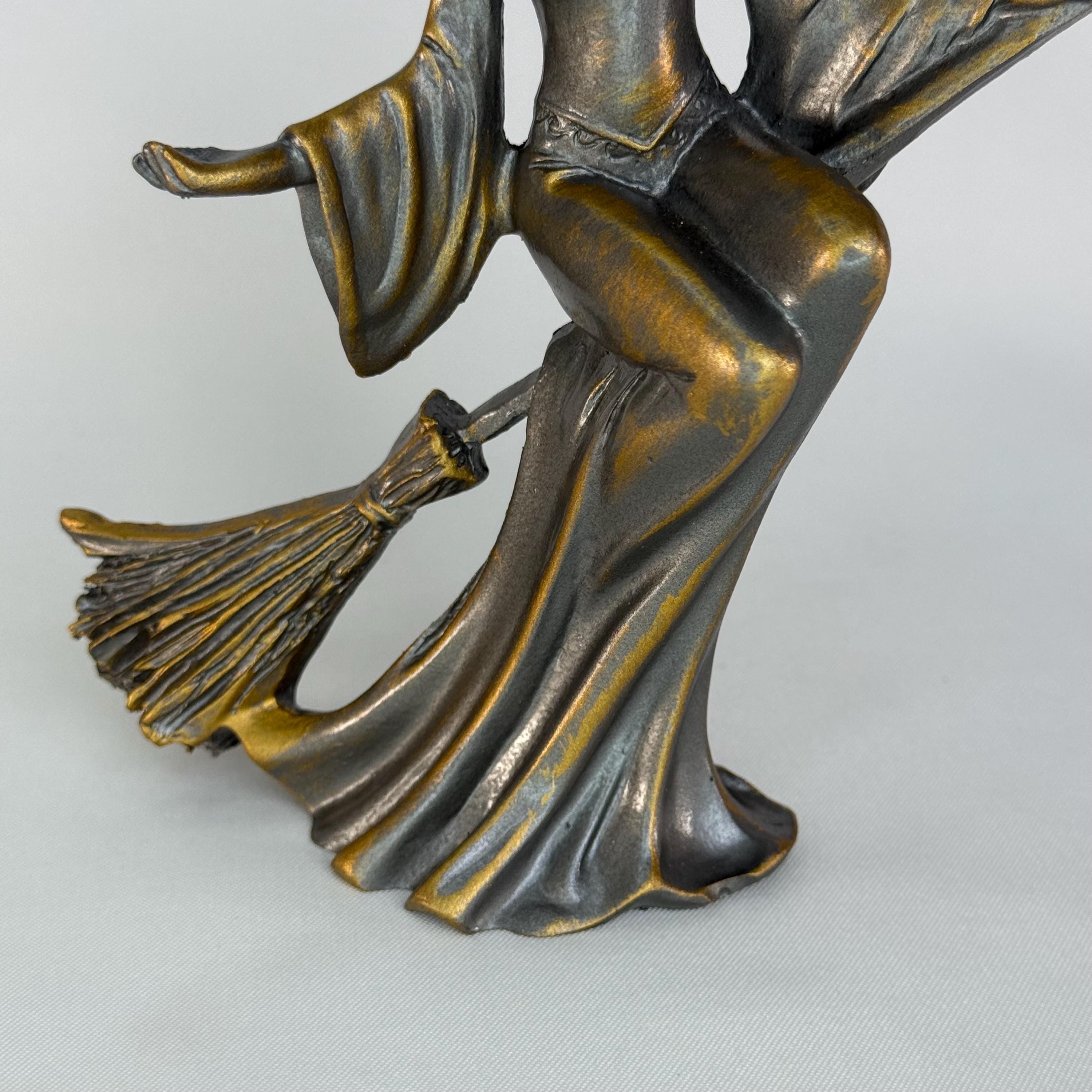 Witch Figure With Broom | Witch Statue for Desk Decor | Halloween Gift ...