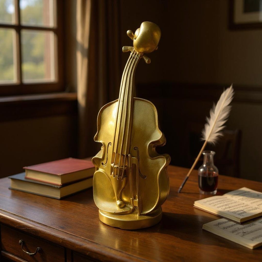 Modern Violin Sculpture | Decorative Violin Figurine for Tabletop or ...