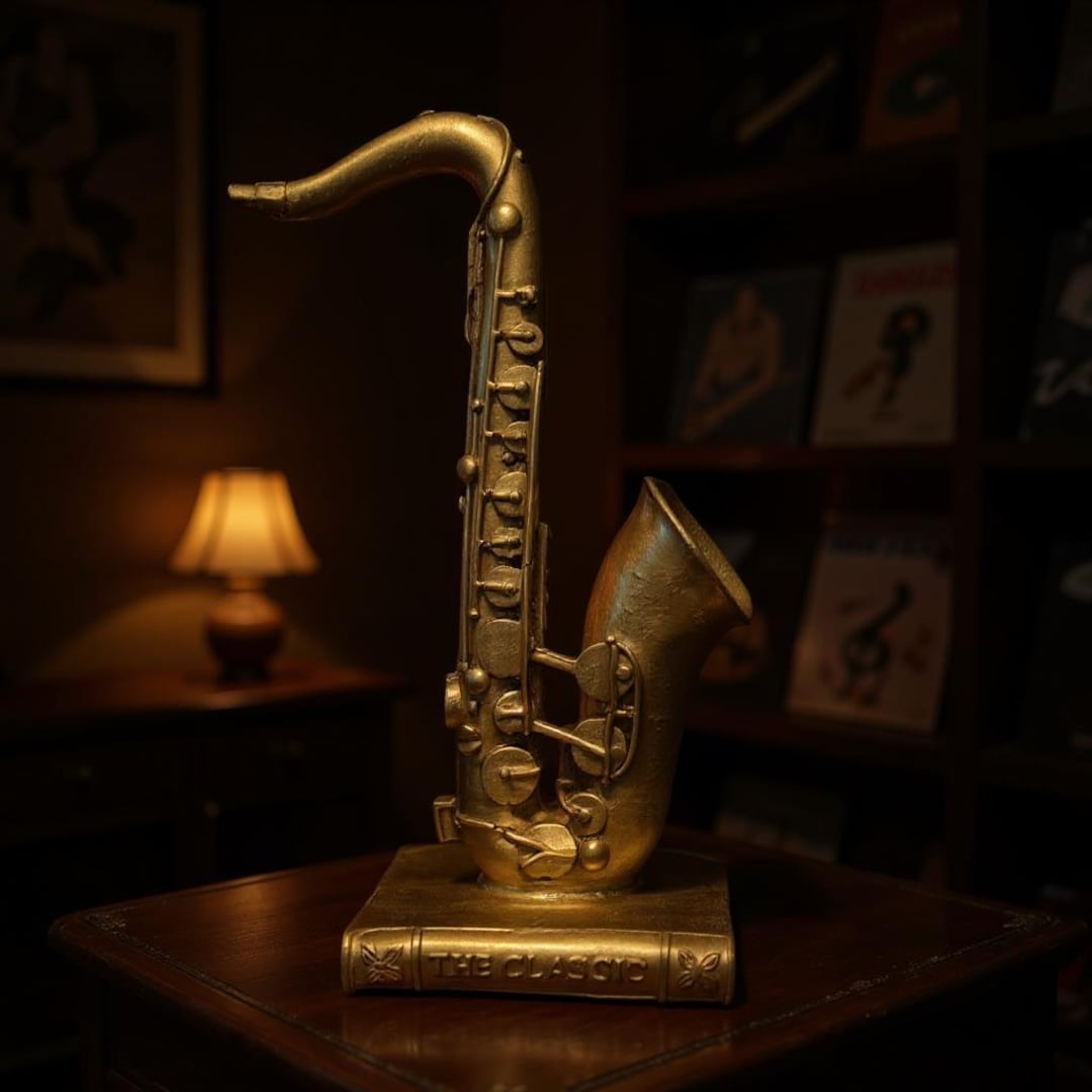 Golden Saxophone Sculpture | Jazz Music Decor Accent | Musical ...
