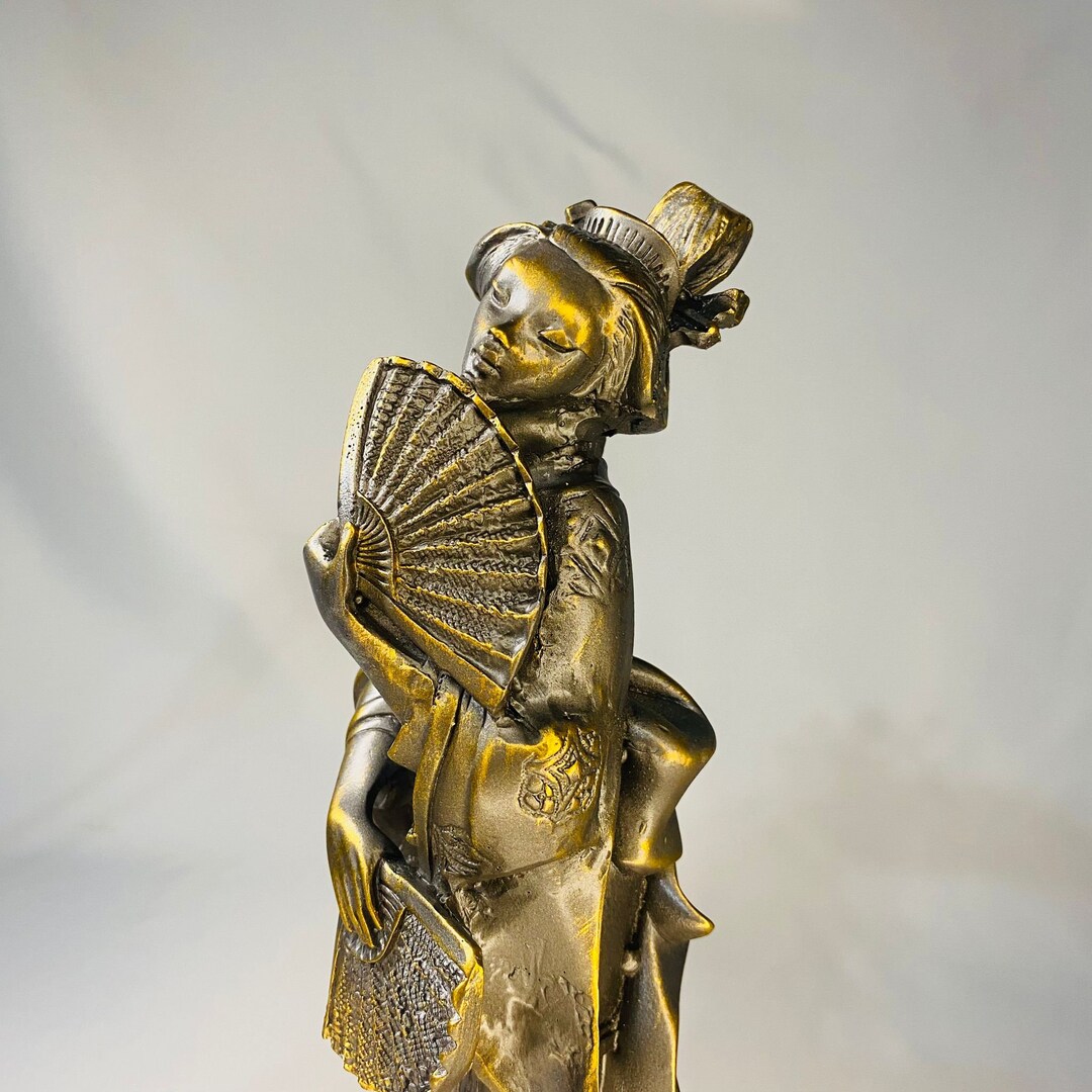 Japanese Geisha Sculpture | Antique Asian Woman Statue | Table Figurine ...