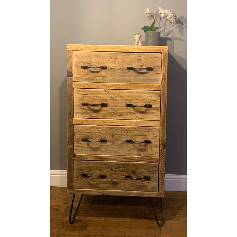 Reclaimed Solid Wood Chest of Drawers Rustic Handmade | Etsy