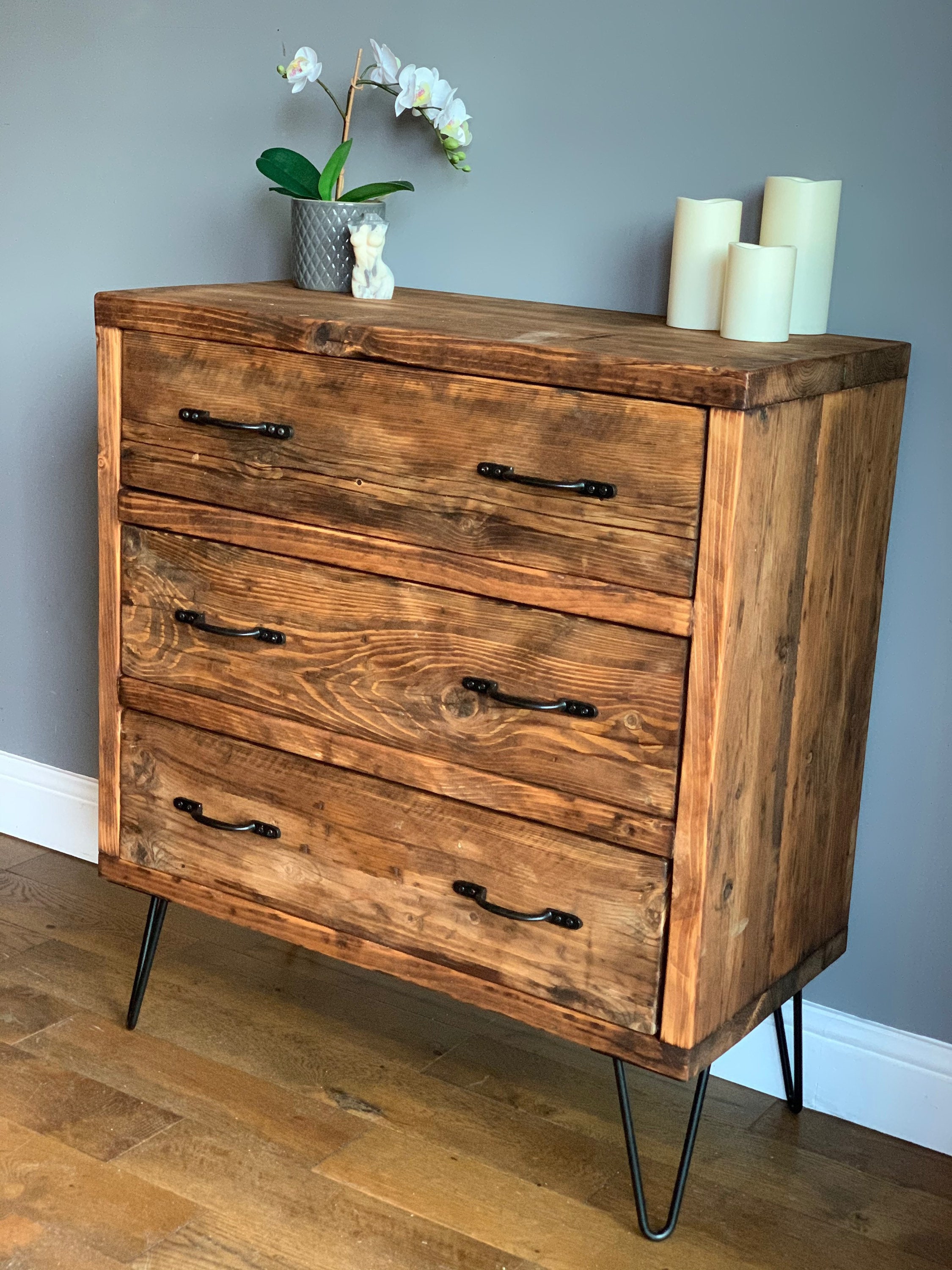 Reclaimed Solid Wood Chest of Drawers | Rustic | Handmade | Storage - Etsy