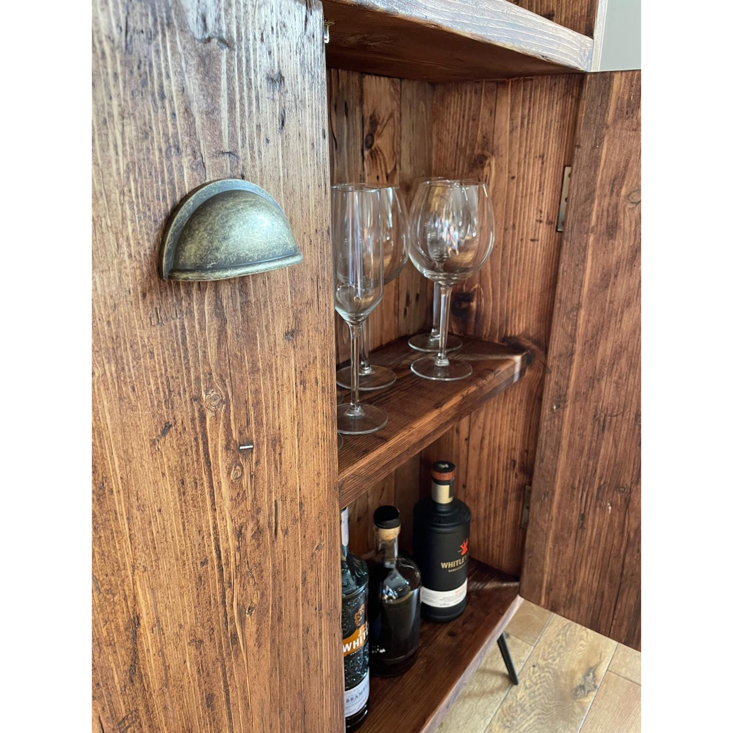 Reclaimed Solid Wood Drinks Cabinet With Antique Brass Handles - Etsy UK