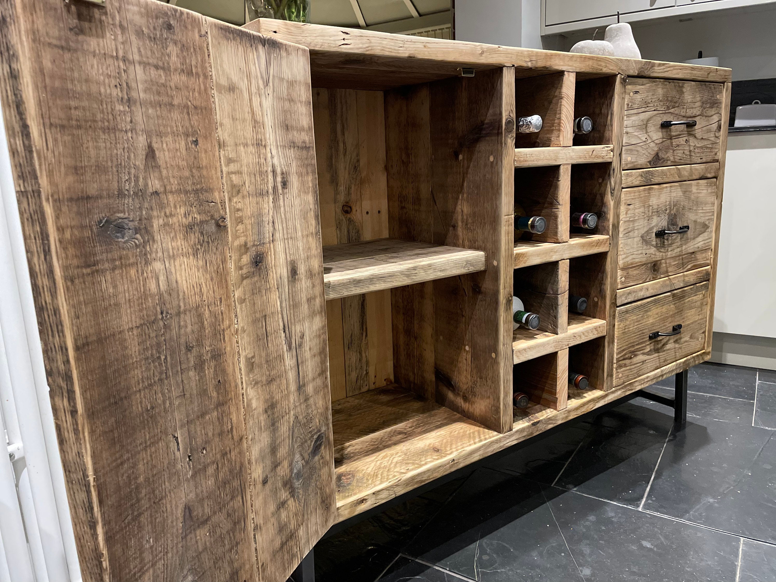 Reclaimed Solid Wood Side Board With Industrial Steel Legs - Etsy UK