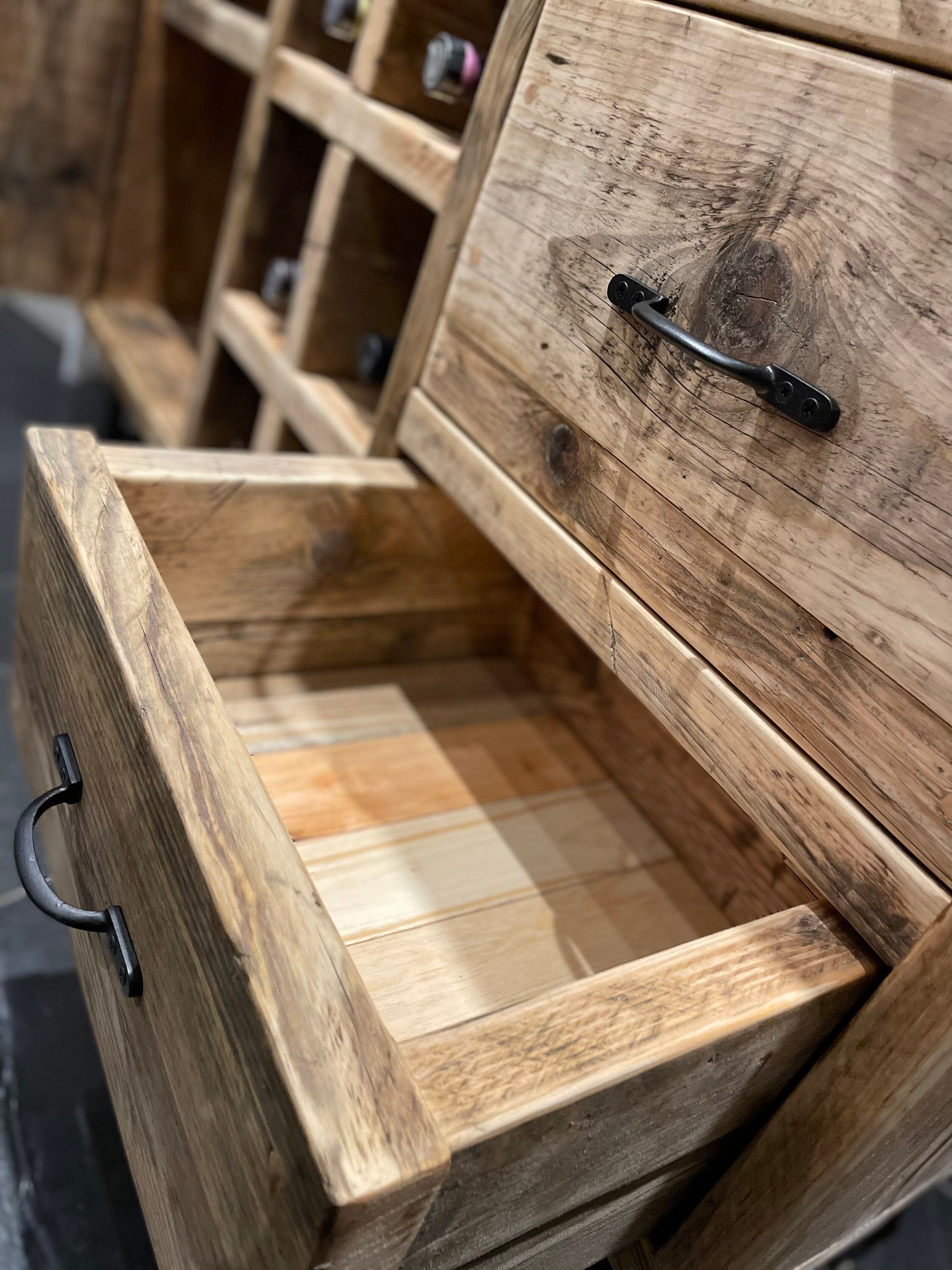 Reclaimed Solid Wood Side Board With Industrial Steel Legs - Etsy UK