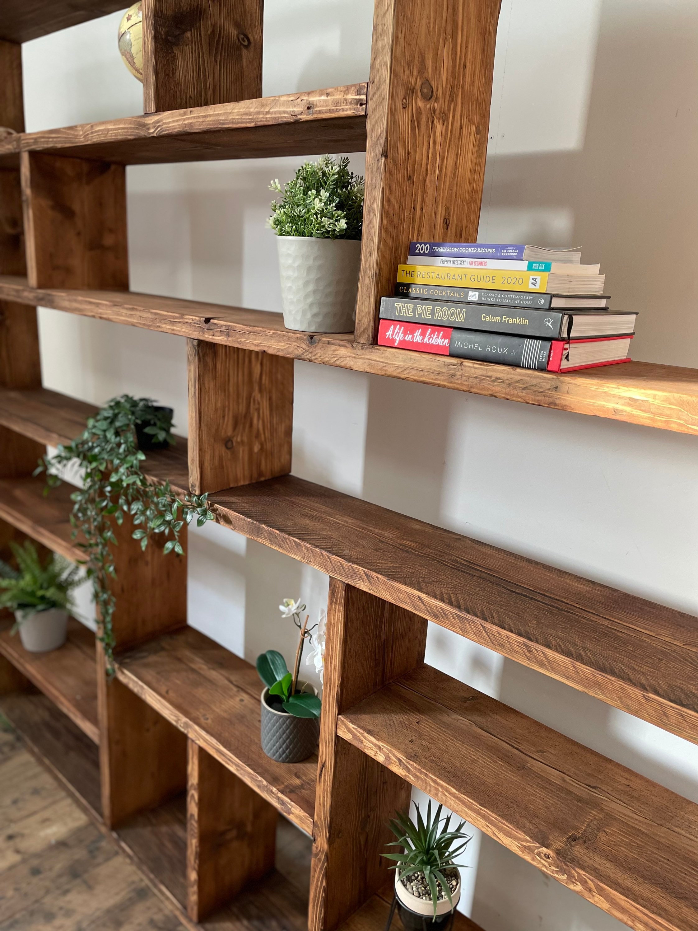 Reclaimed Solid Wood Bookcase | Handmade | Rustic - Etsy UK