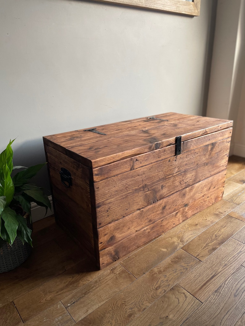 Reclaimed Solid Wood Blanket Box Ottoman Storage Rustic - Etsy UK