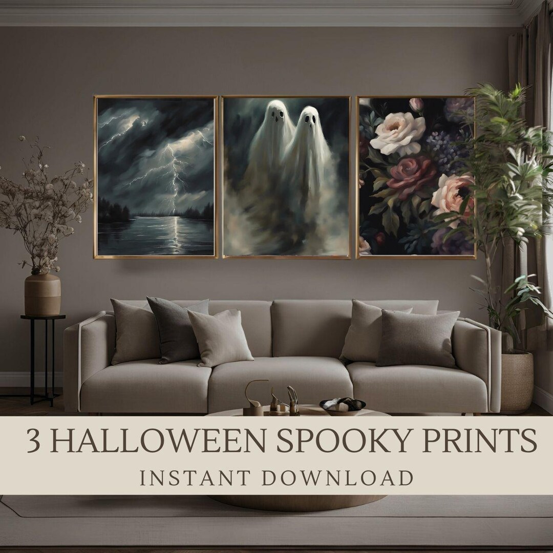 Dark Academia Halloween Digital Art Print Set | Spooky Botanical ...