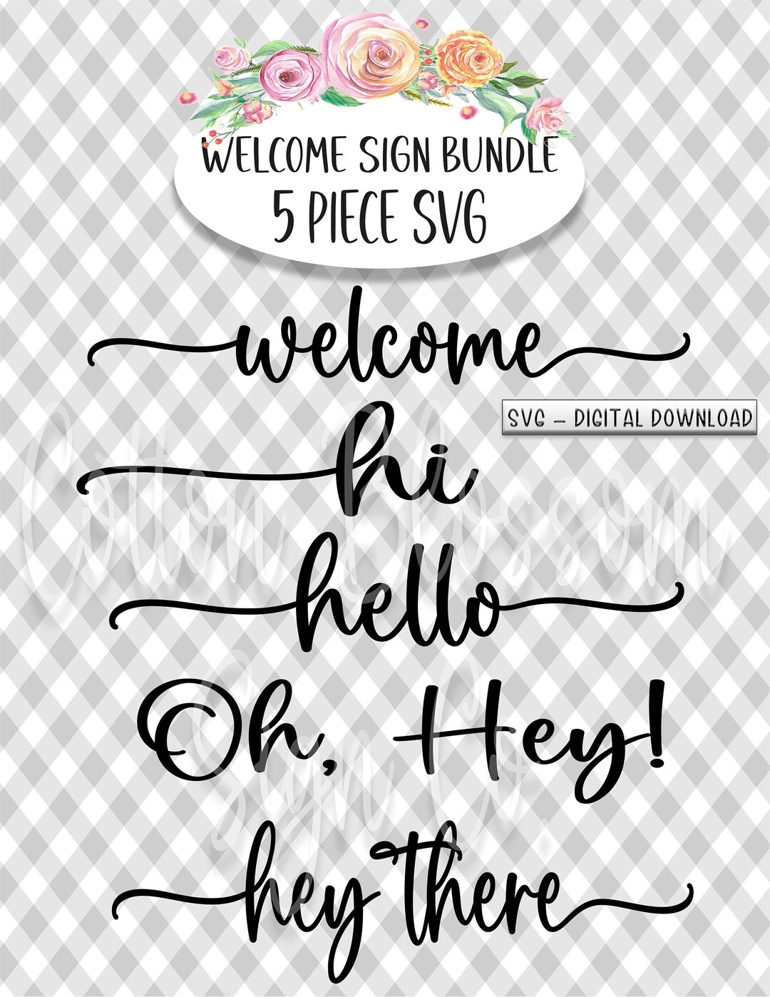 5 Piece Welcome, Hello, Hi, Oh Hey, Hey There|digital Download - Etsy