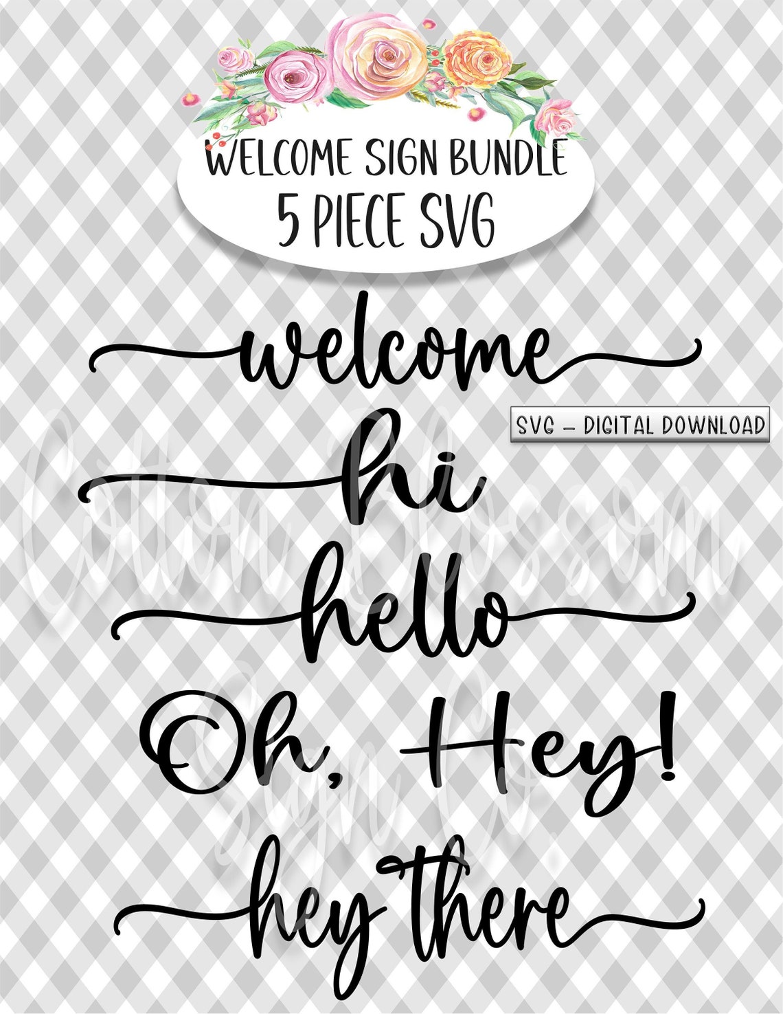 5 Piece Welcome, Hello, Hi, Oh Hey, Hey There|digital Download - Etsy