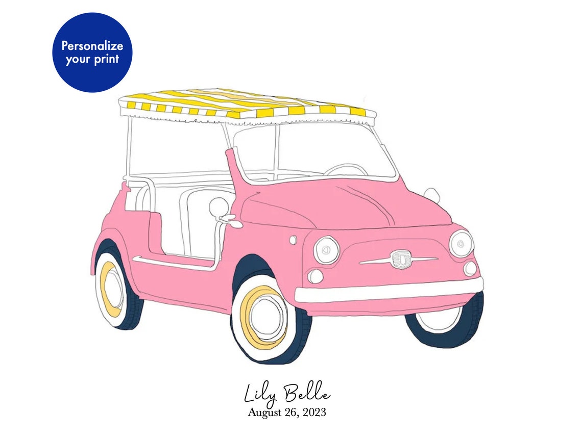 Retro Fiat Print - Pink - Etsy