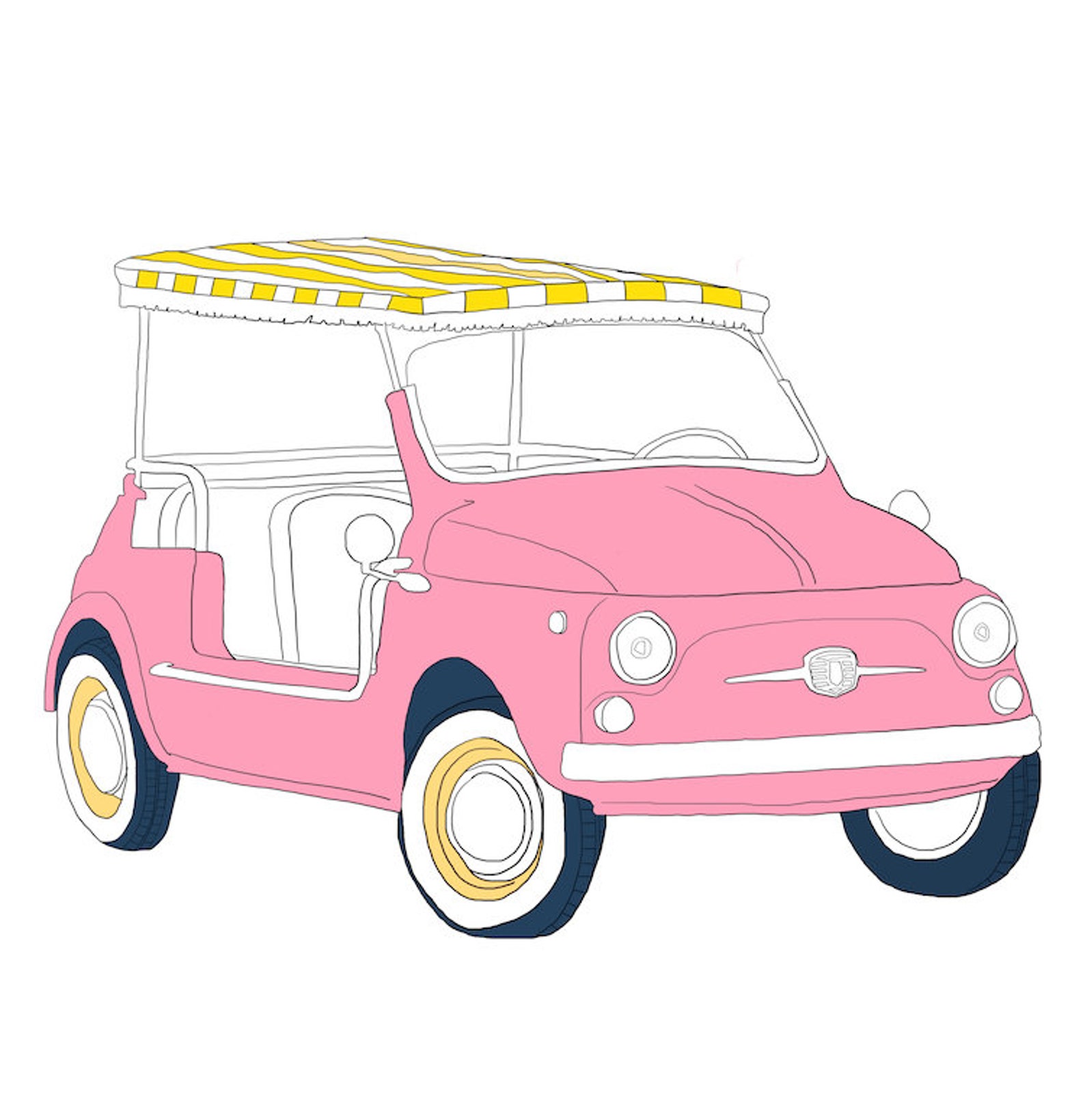 Retro Fiat Print - Pink - Etsy