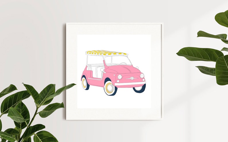 Retro Fiat Print - Pink - Etsy