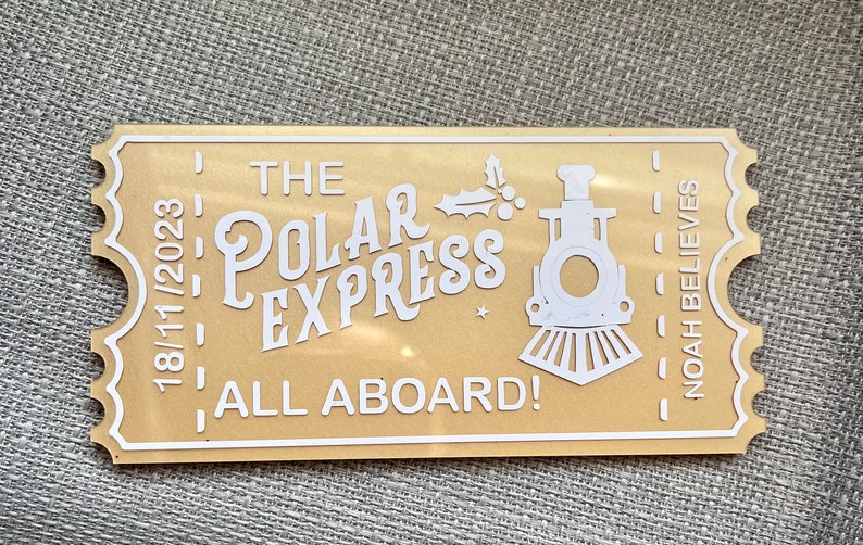Polar Express Gold Acrylic Ticket Train Ride All Aboard - Etsy