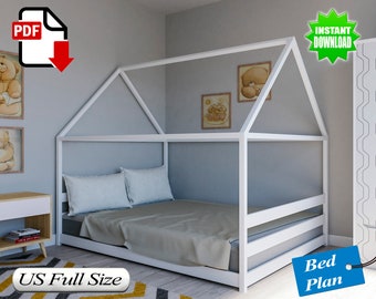 House Bed Plan Full Size DIY PDF | Etsy