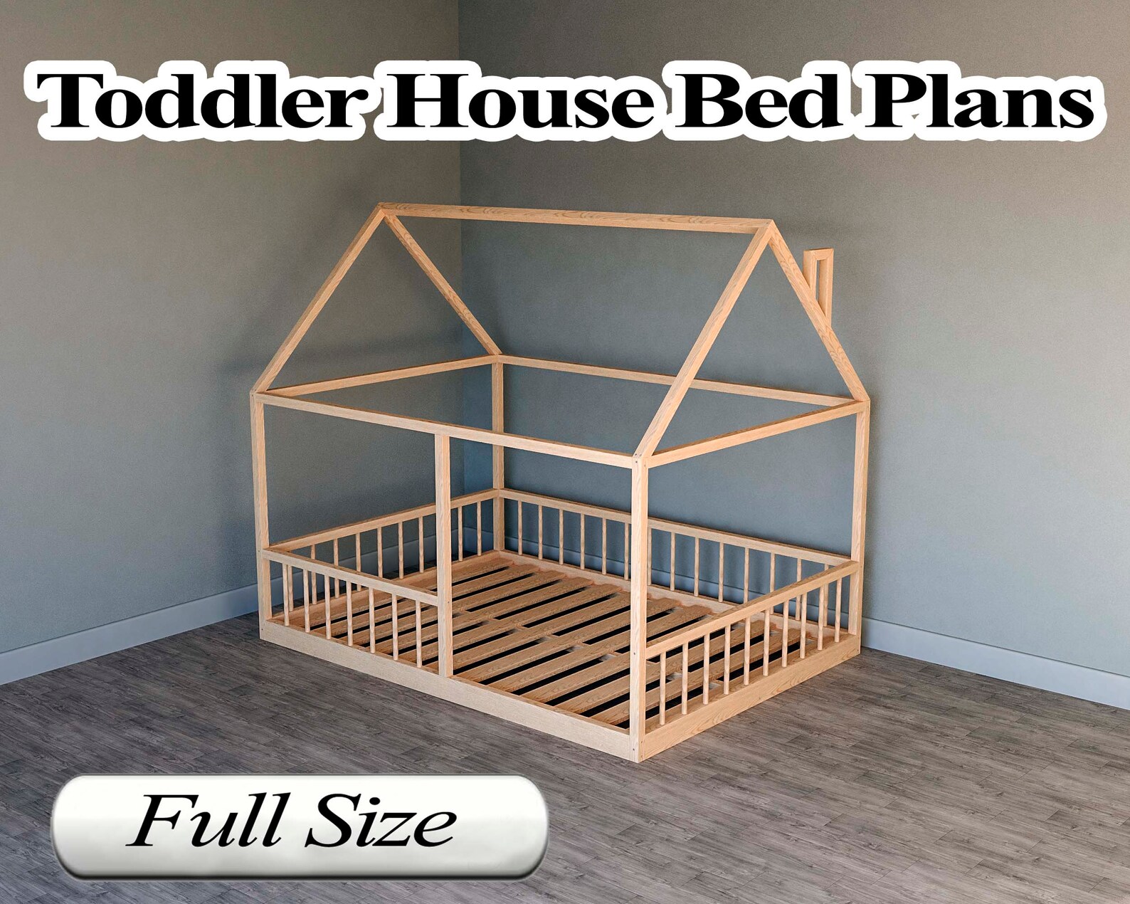 House Bed Plan Full Size DIY PDF | Etsy