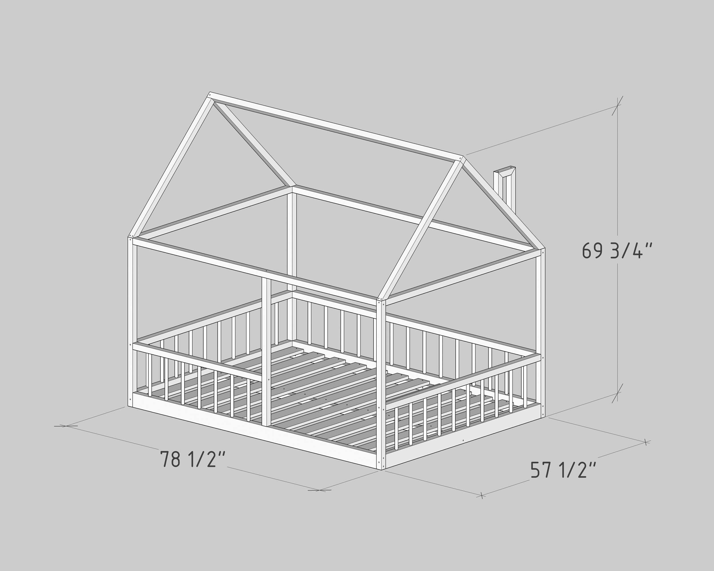 House Bed Plan Full Size DIY PDF | Etsy