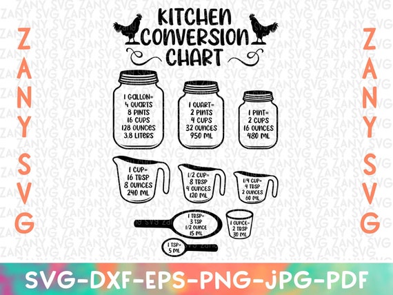 Kitchen Conversion Chart Svg File for Cricut Svg Kitchen Cheat - Etsy UK