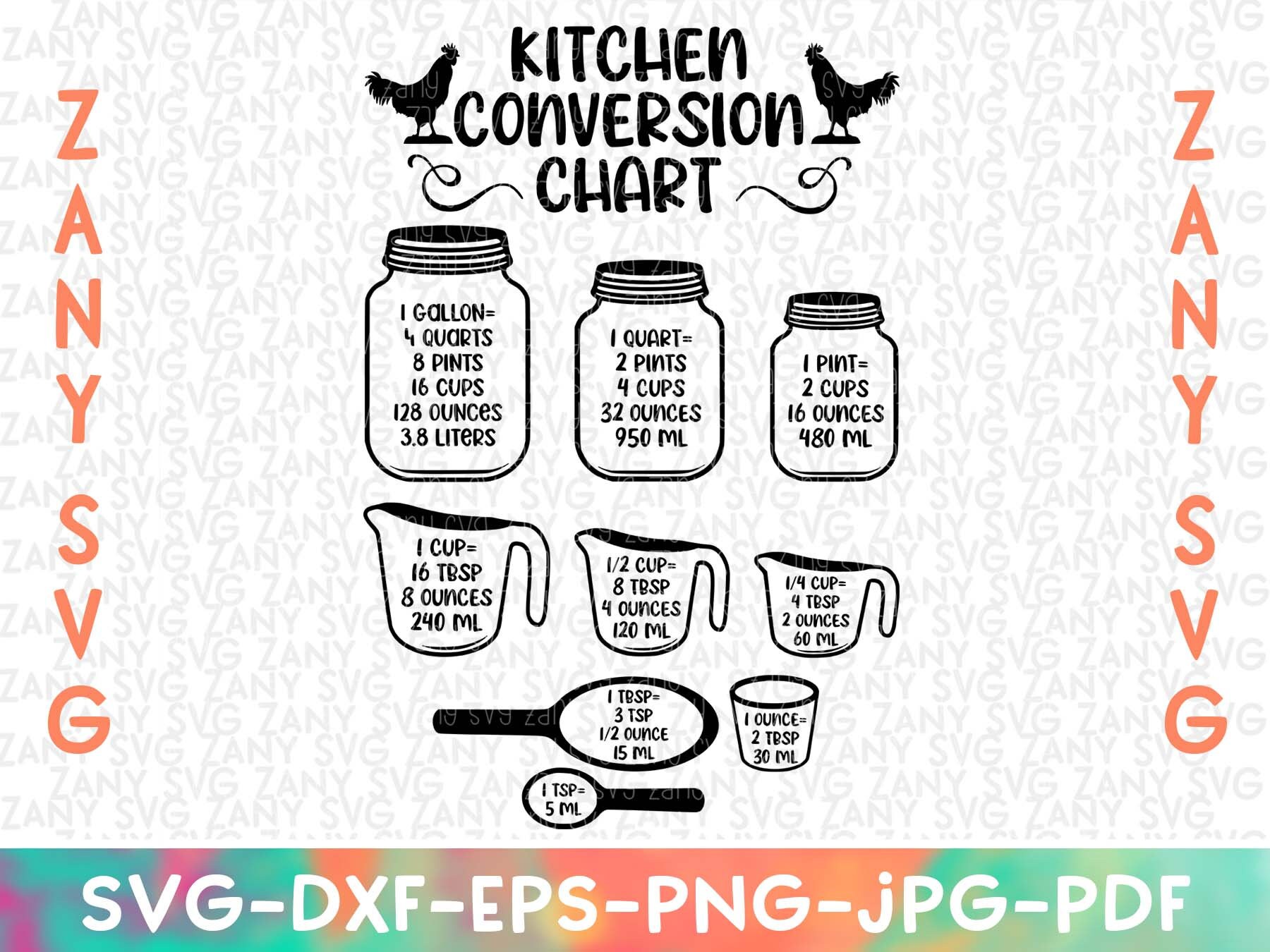 Kitchen Conversion Chart Svg File for Cricut Svg Kitchen Cheat - Etsy