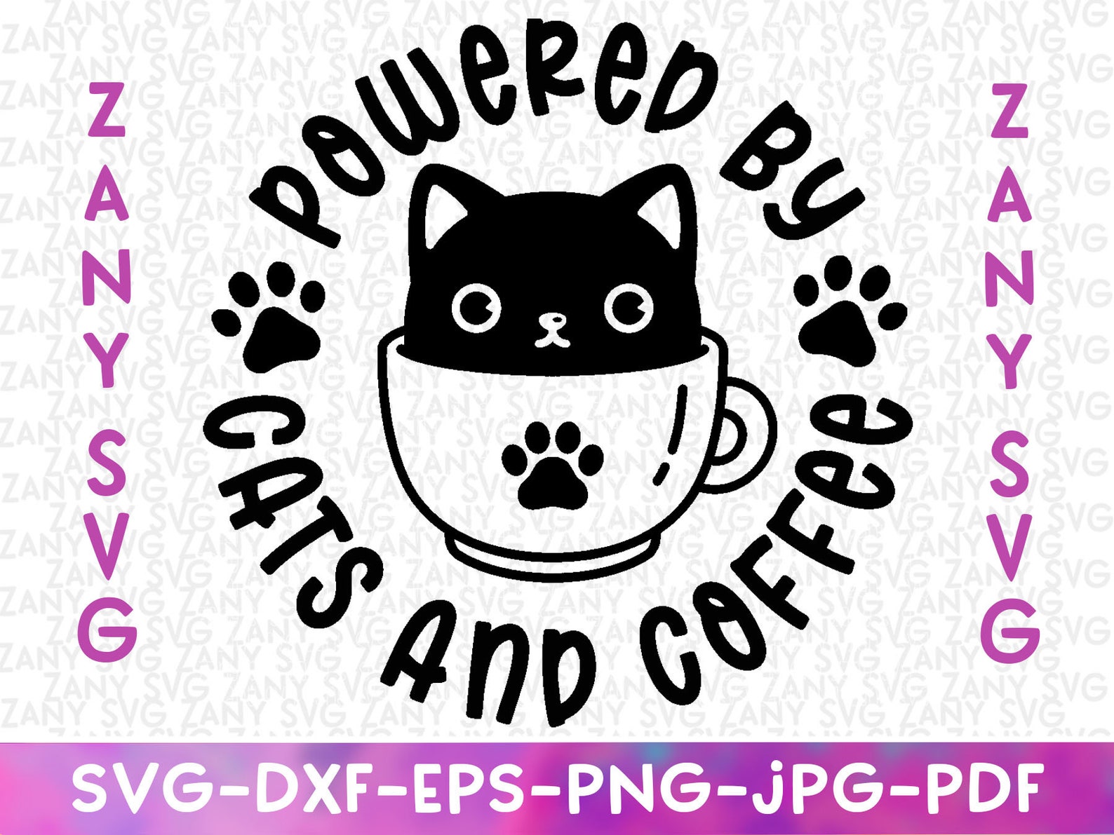 Powered by Cats and Coffee Svg Files for Cricut Cute Cat Svg - Etsy