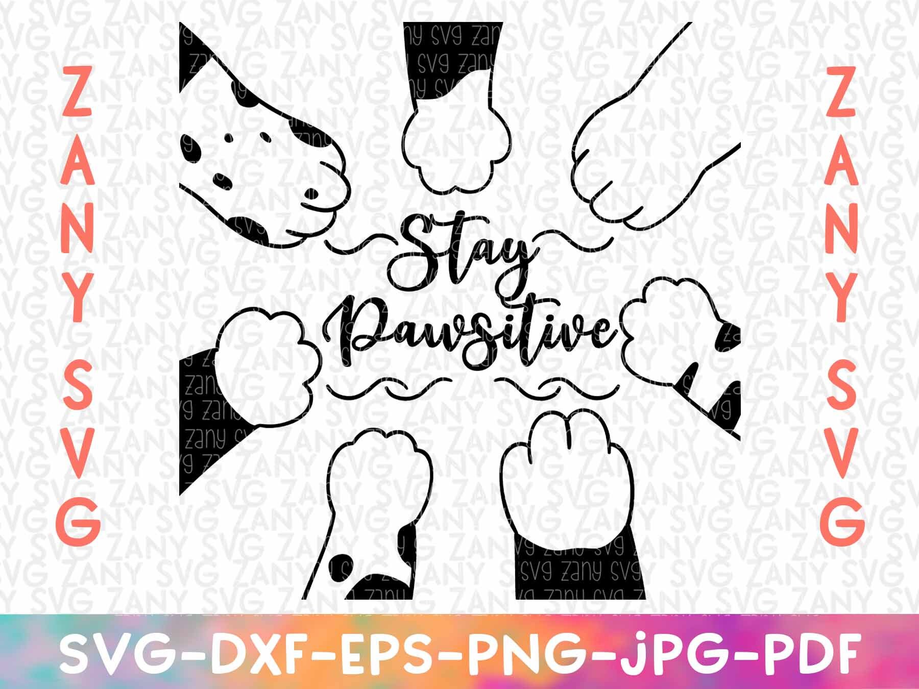 Stay Pawsitive Svg Files for Cricut Stay Pawsitive Png Cat Quote Svg ...