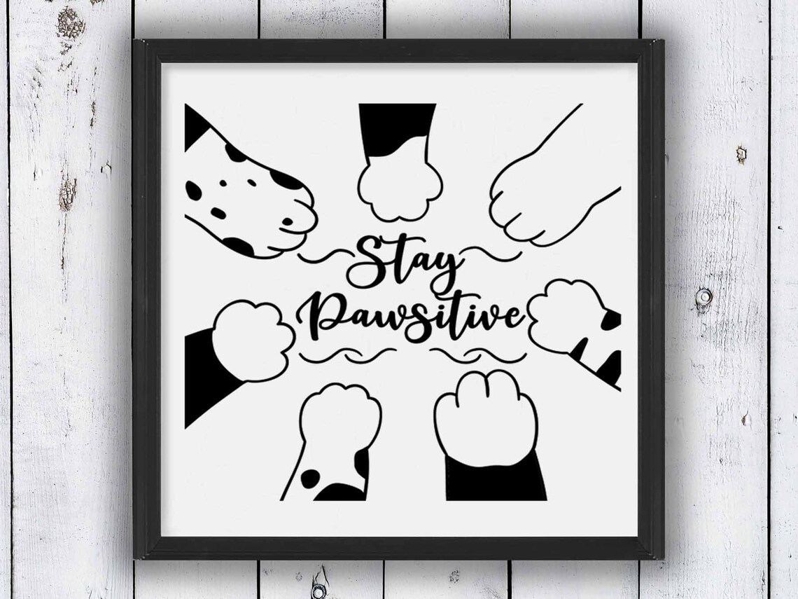 Stay Pawsitive Svg Files for Cricut Stay Pawsitive Png Cat Quote Svg ...