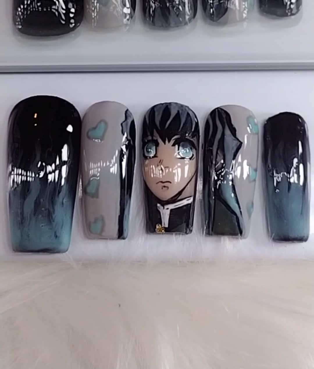 Demon Slayer Muichiro Tokito Hand Painted Nails - Etsy Australia