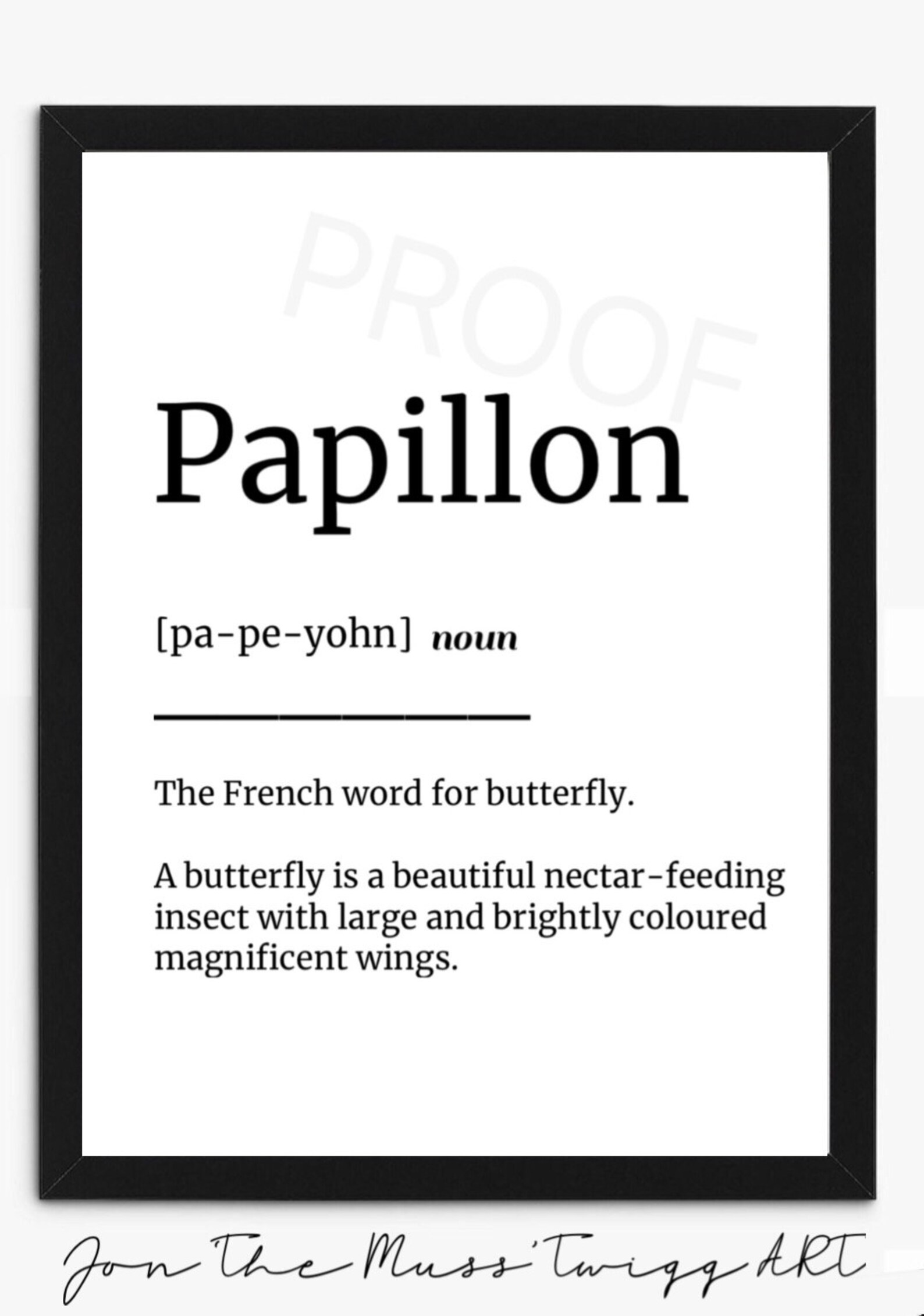 Papillon: Butterfly Definition Modern Art Definition Fashion - Etsy