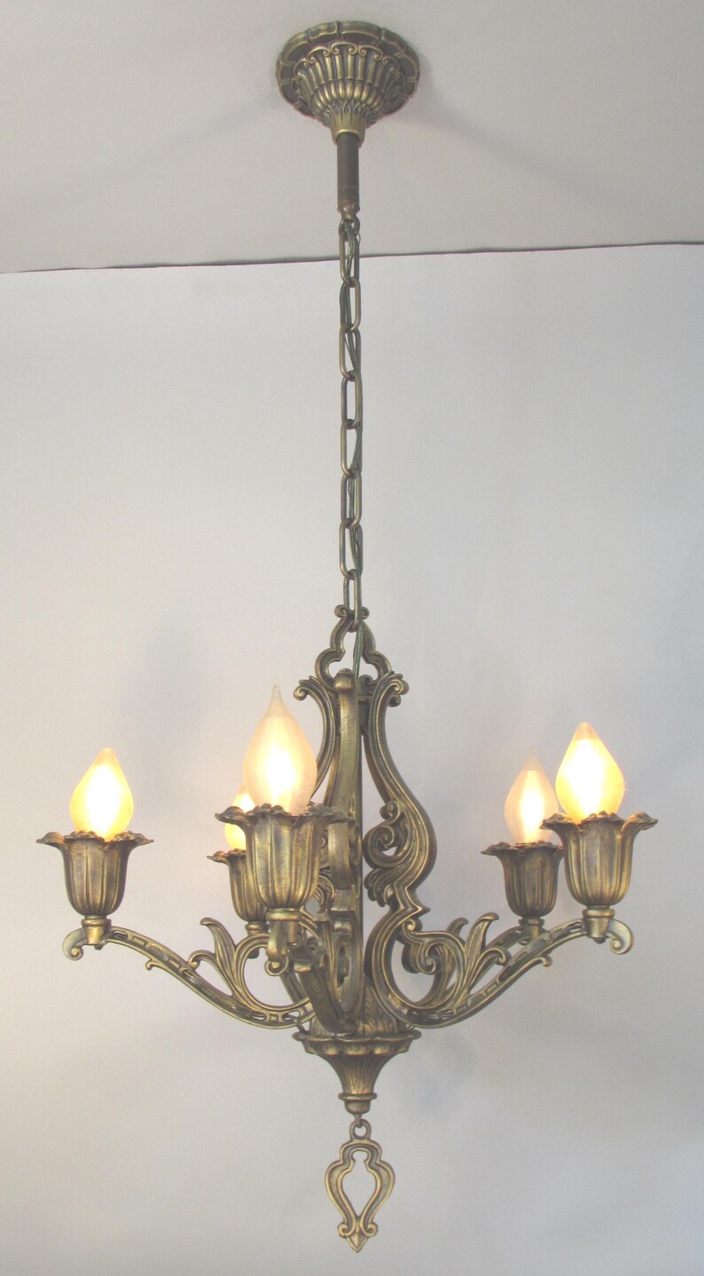 Vintage Ceiling Fixture 5 Arm Moe Bridges Co -- Original Finish -- New ...