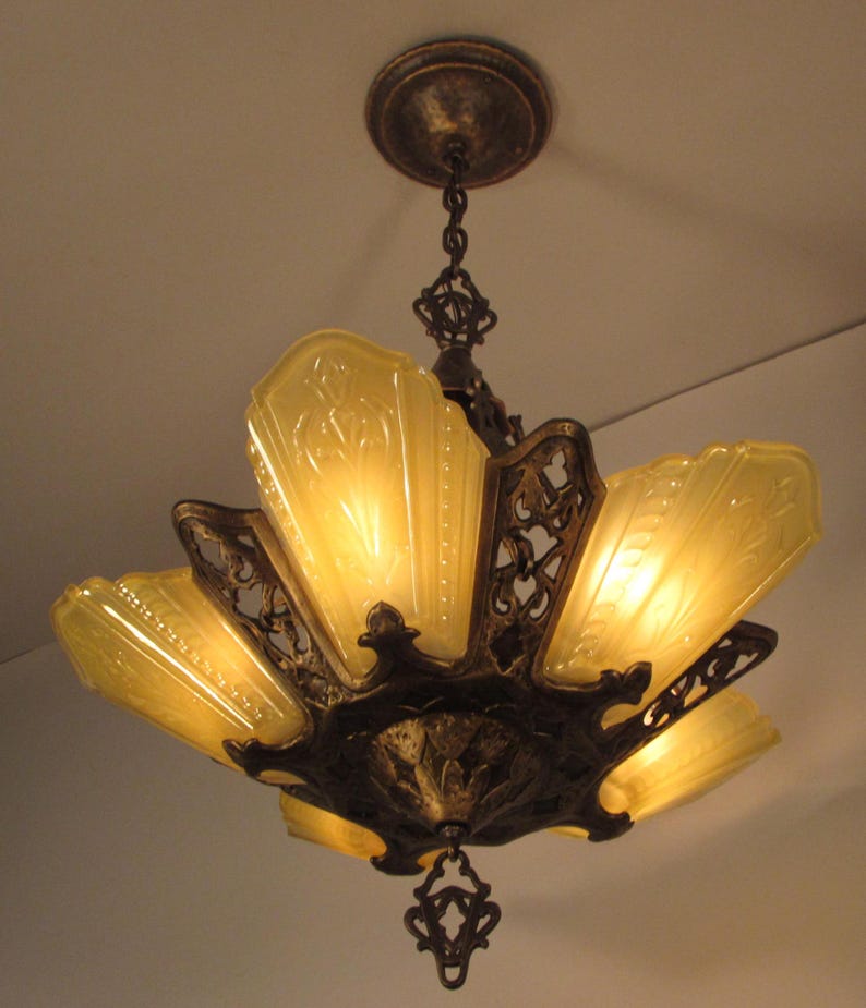 Virden Art Deco 5 Light Hanging Fixture Made by Virden Co Circa 1925 ...